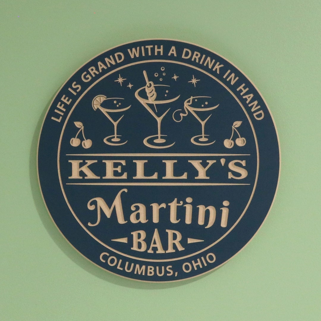 Martini Bar Sign With Name / Personalized Martini Bar Sign / - Etsy