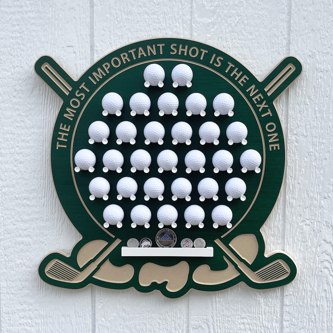 Golf Ball Display / Personalized Display for Golf Balls / Carved Wood ...