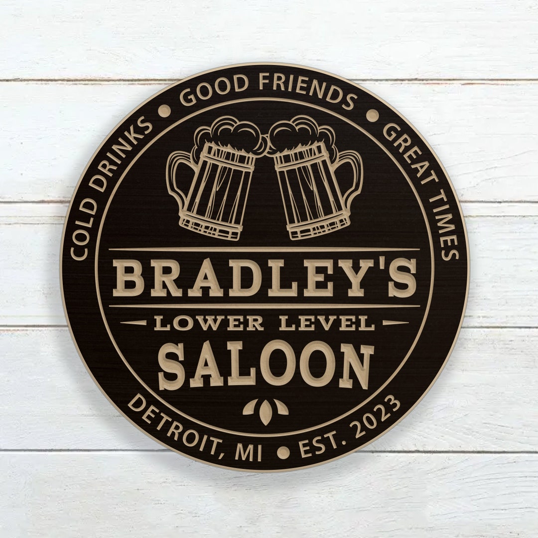 Lower Level Saloon Bar Sign With Beer Mugs and Name / Personalized ...