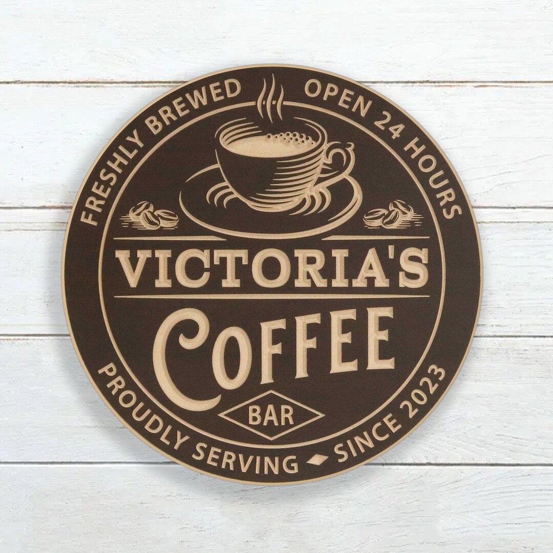 Coffee Bar Sign / Personalized Coffee Bar Sign / Carved Wood Wall Sign ...
