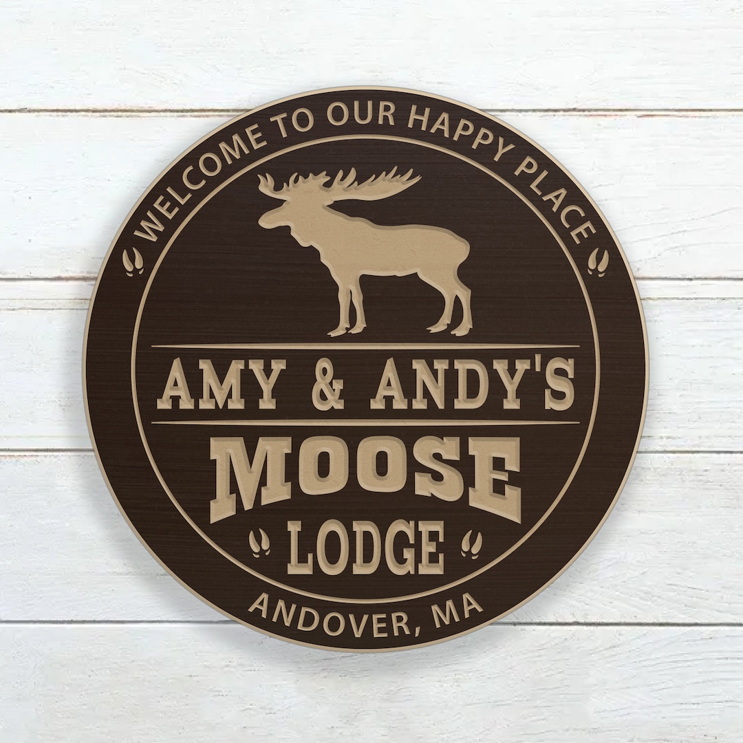 Moose Lodge Sign / Personalized Cabin Sign / Carved Wood Sign / Custom ...
