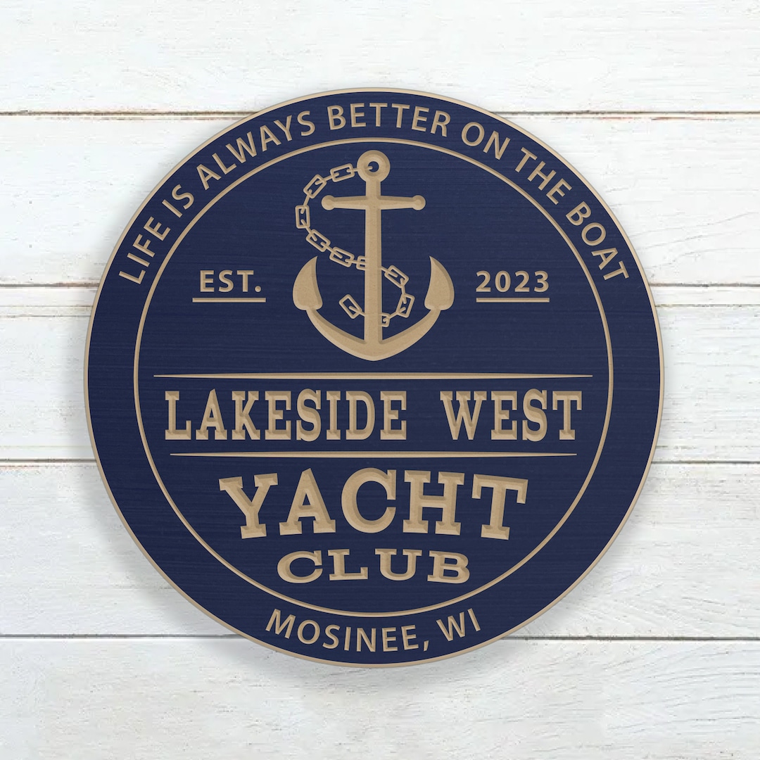Yacht Club Sign / Personalized Boat House Sign / Carved Wood Sign ...