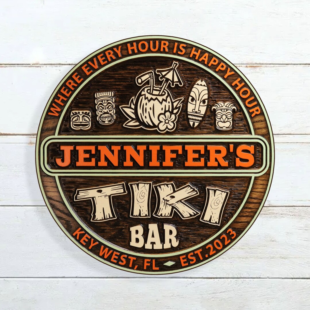 Premium Tiki Bar Sign / Personalized Tiki Bar Hut Sign / Carved Wood ...