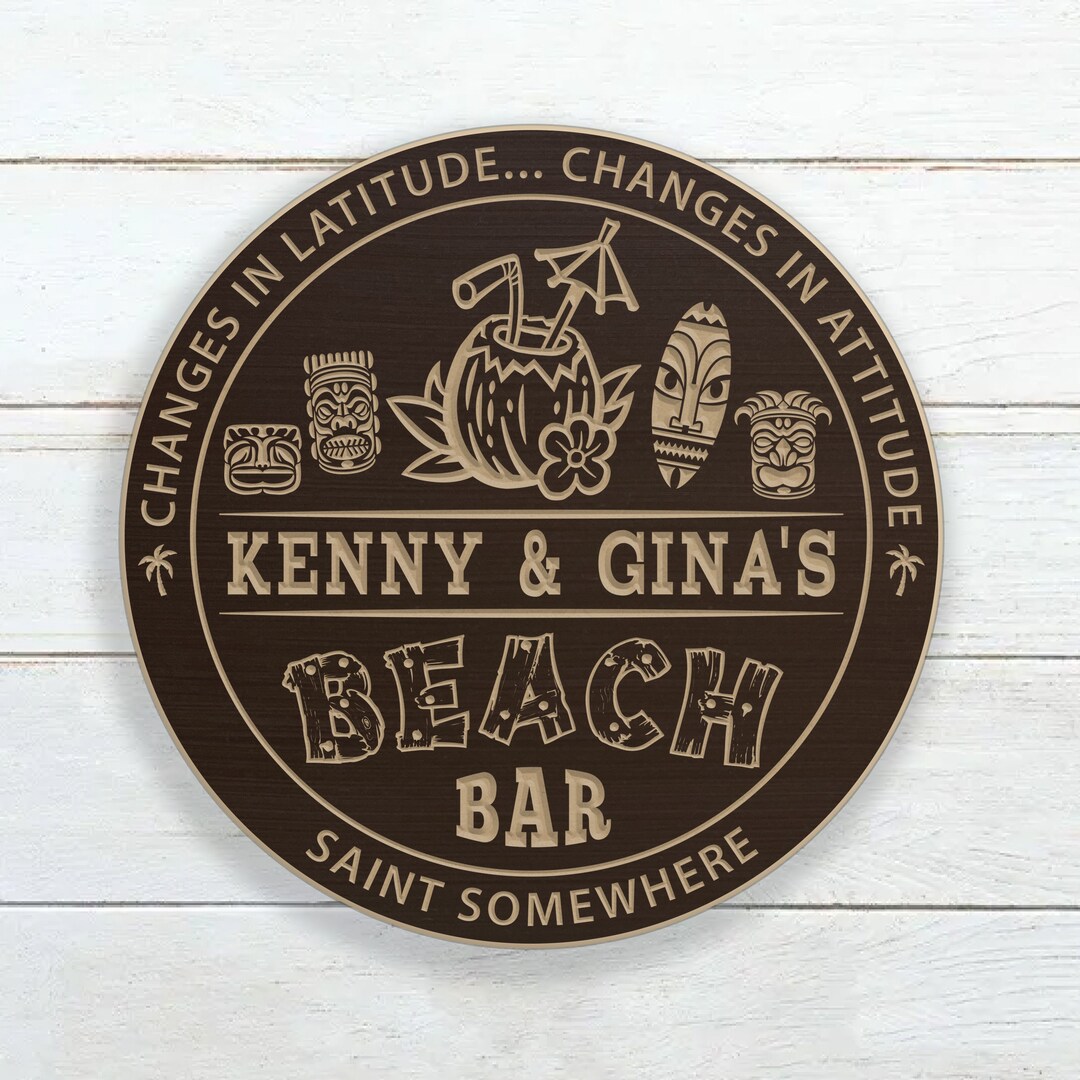 Beach Bar Sign / Personalized Tiki Beach Bar Sign / Carved Wood Tiki ...