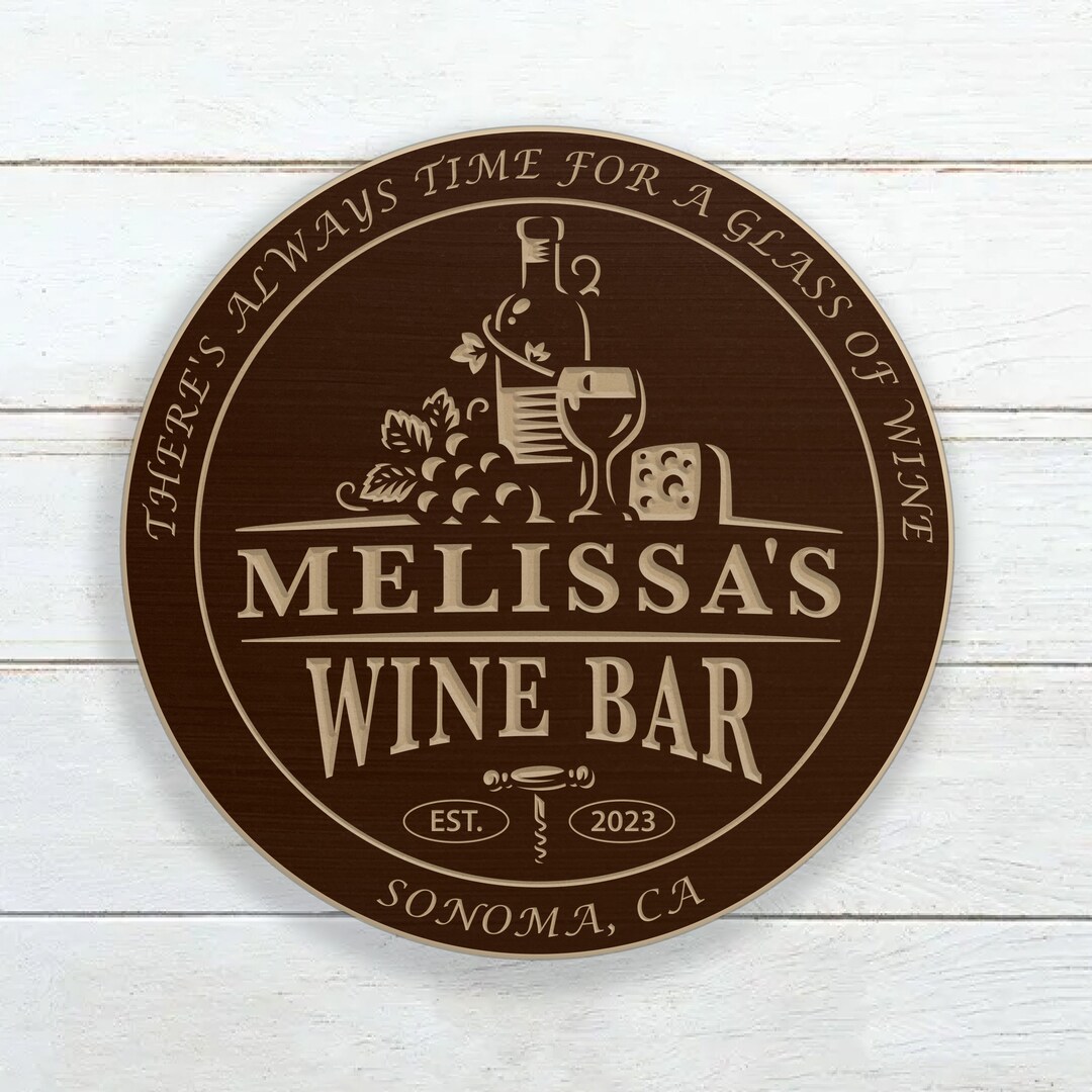 Wine Bar Sign With Name / Personalized Wine Bar Sign / Carved Wood Sign ...