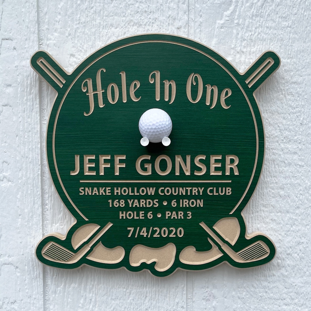 Personalized Hole in One Display / Display for Golf Ball / Carved Wood ...
