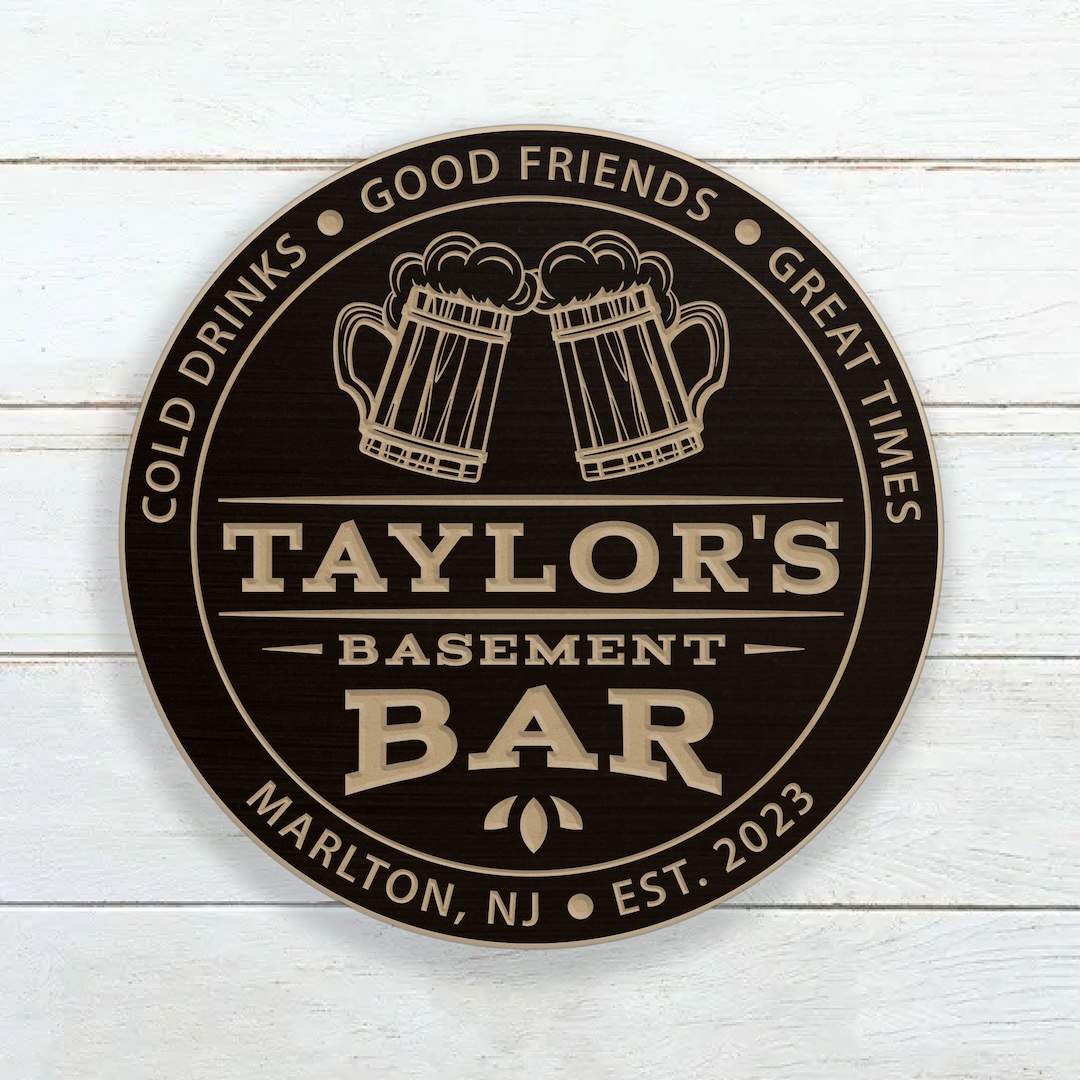 Bar Sign With Beer Mugs and Name / Personalized Basement Bar Sign ...