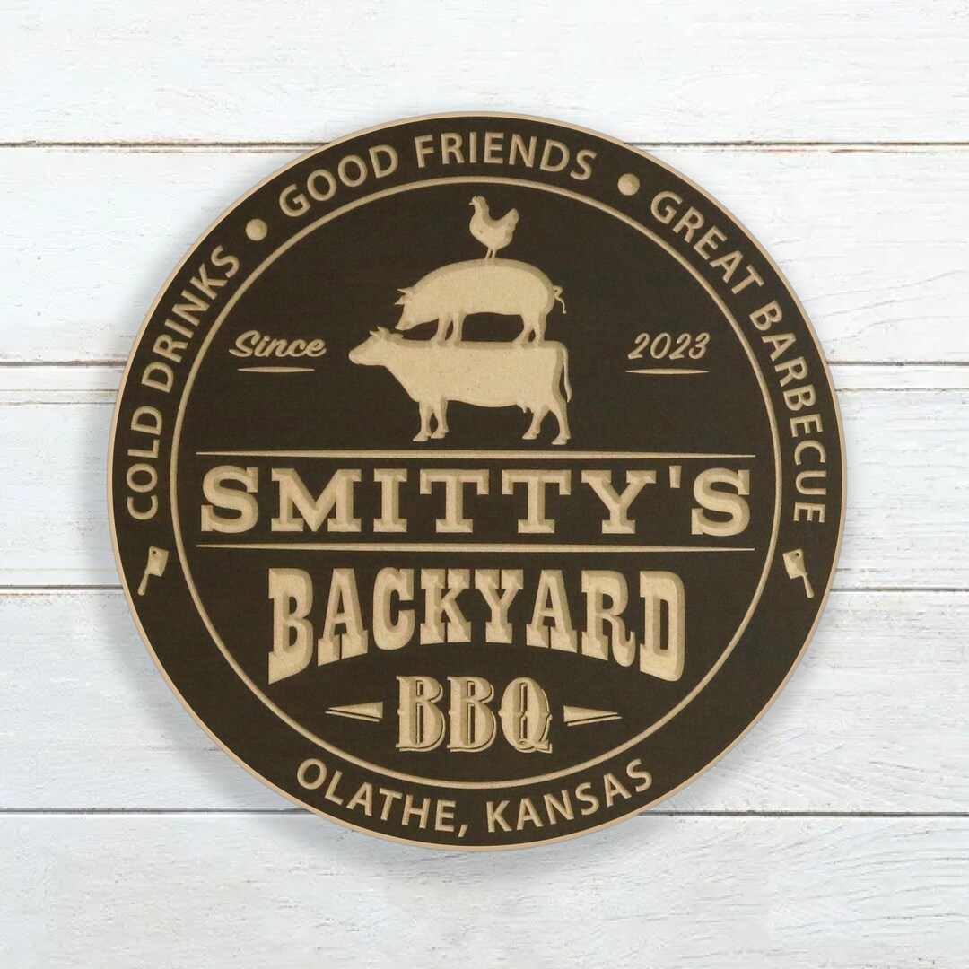 Backyard BBQ Sign / Personalized Barbecue Sign / Carved Wood Sign ...