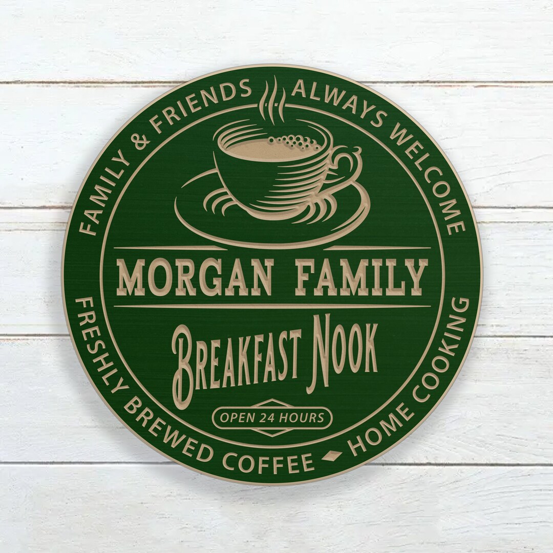 Breakfast Nook Sign / Personalized Breakfast Nook Sign / Carved Wood ...
