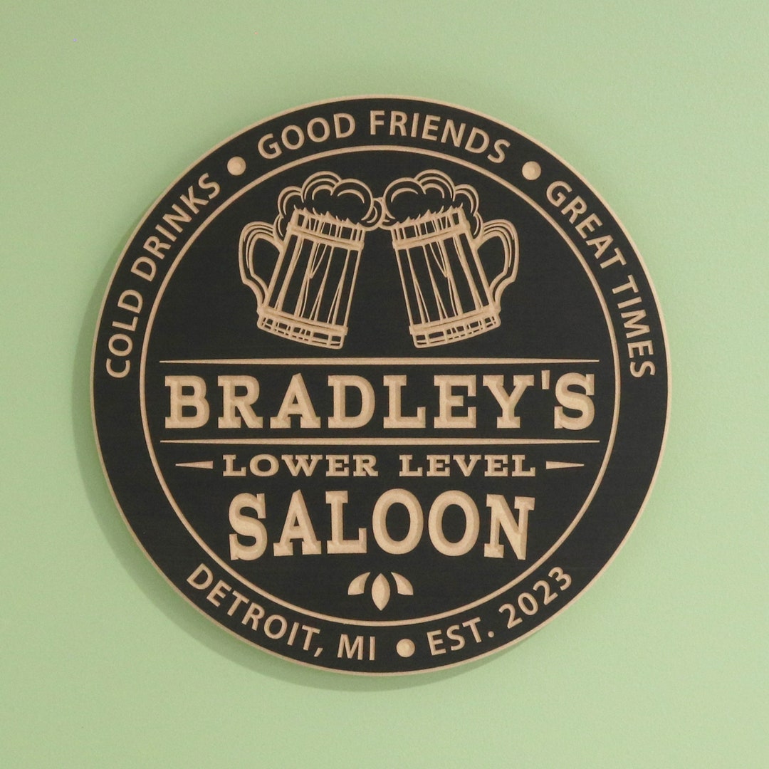 Lower Level Saloon Bar Sign With Beer Mugs and Name / - Etsy