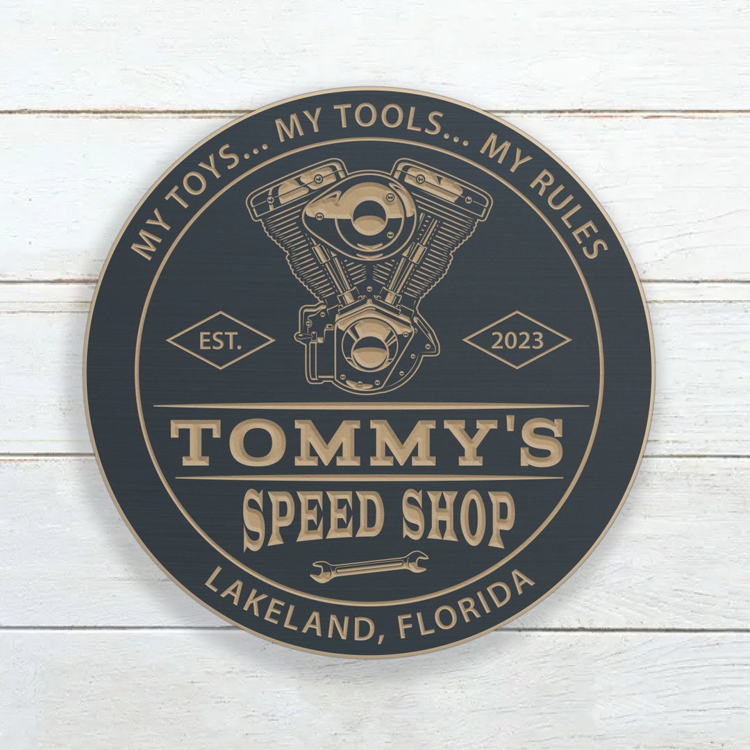 Speed Shop Name Sign / Personalized Garage Speed Shop Sign / Carved ...