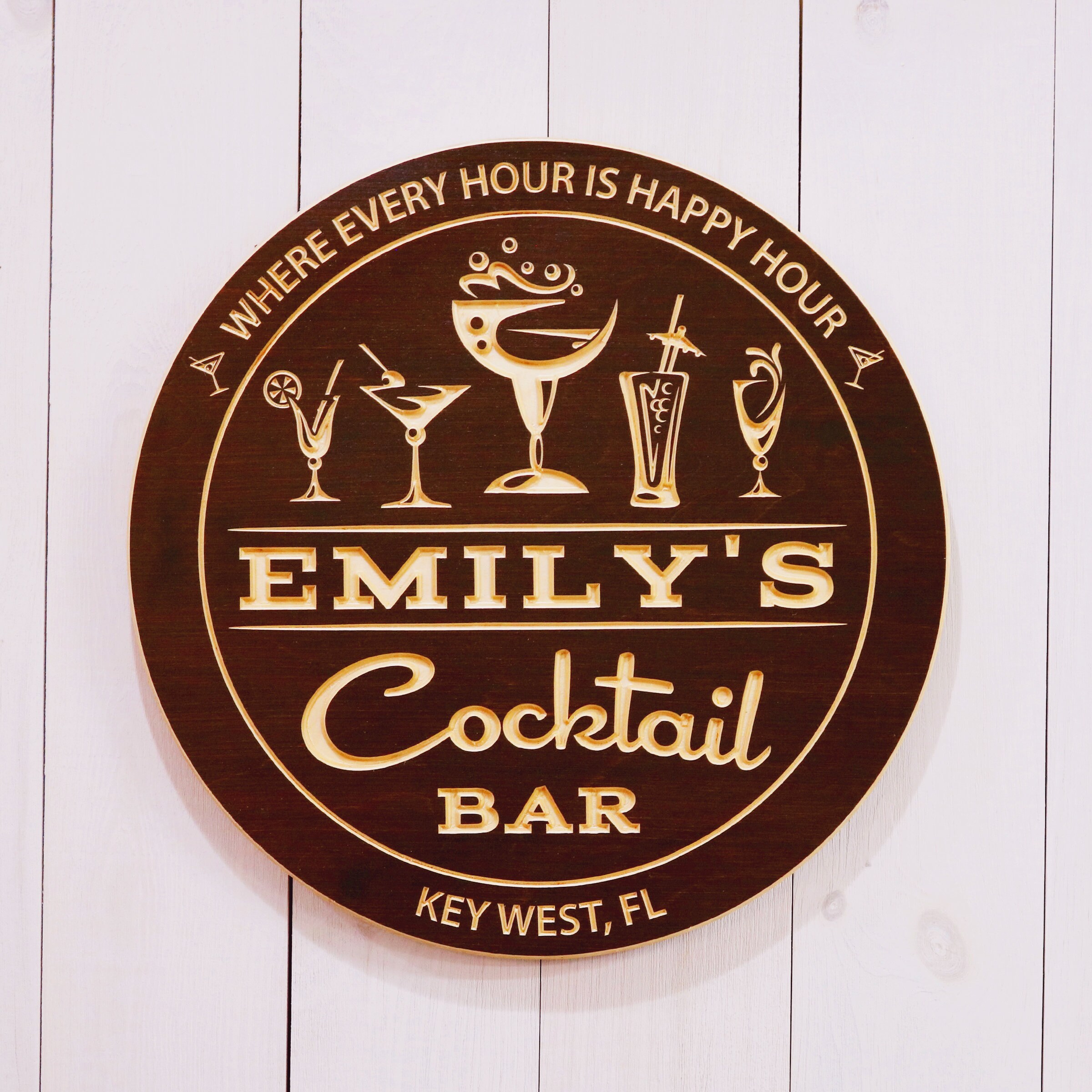 Cocktail Bar Sign With Name / Personalized Cocktail Bar Sign / | Etsy