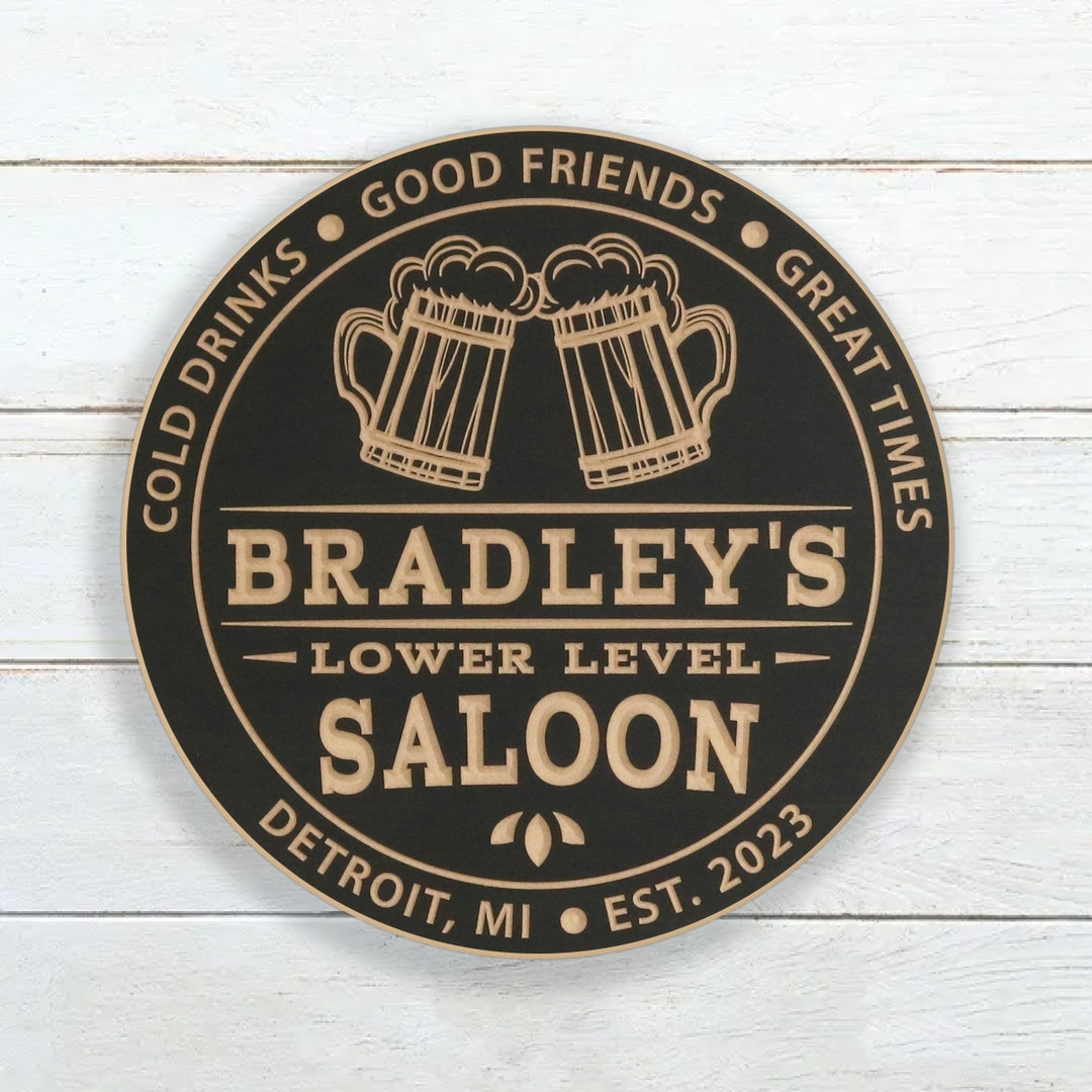 Lower Level Saloon Bar Sign With Beer Mugs and Name / Personalized ...