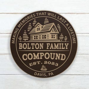 Compound Sign / Personalized Compound Cabin Sign / Carved Wood Sign ...