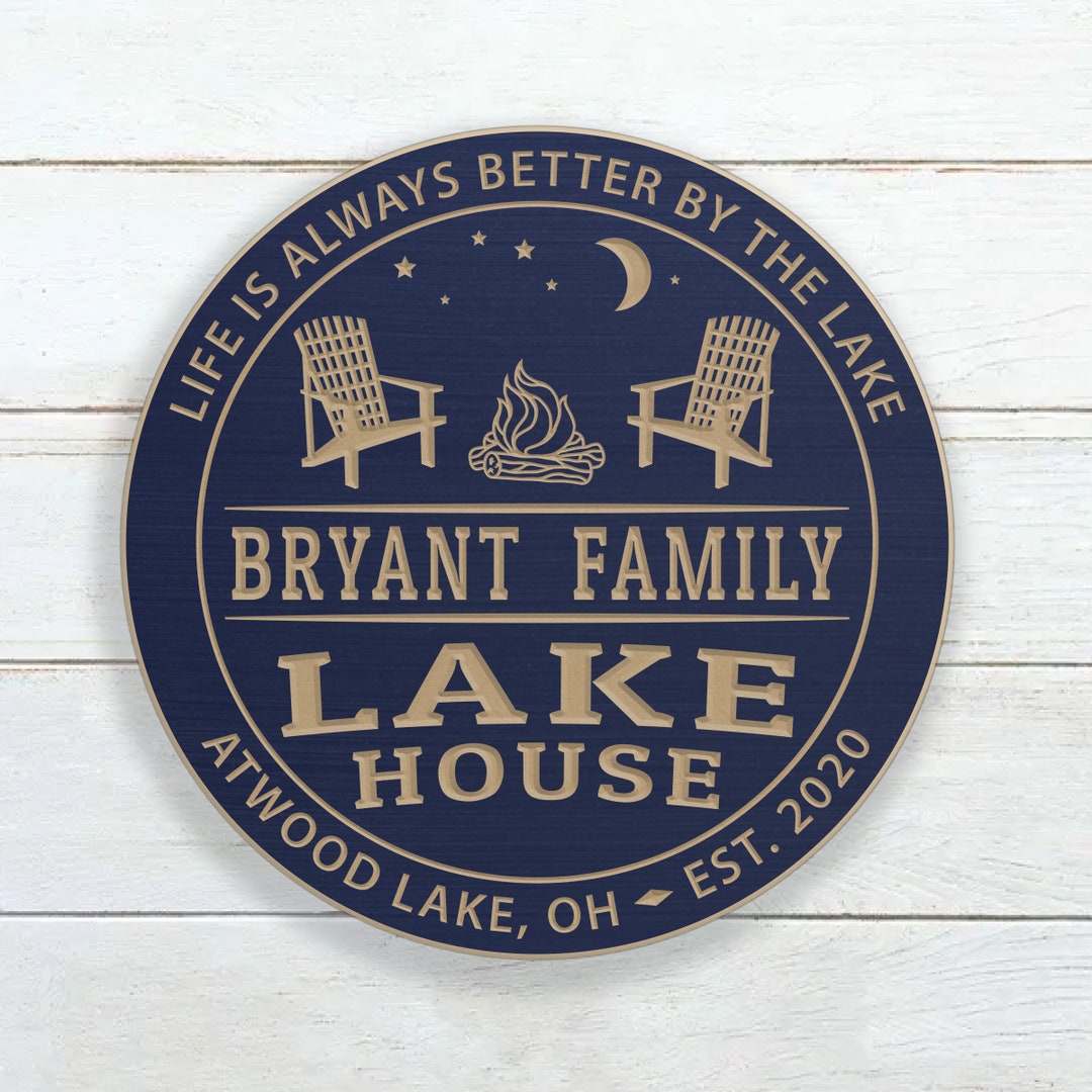 Lake House Sign / Personalized Lake Cottage Cabin Sign / Carved Wood ...
