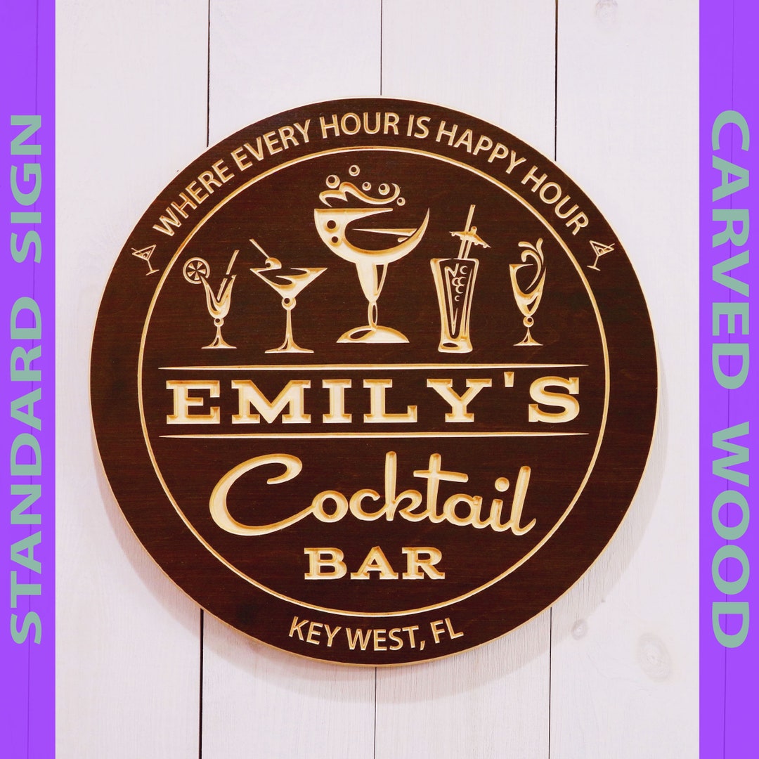 Cocktail Bar Sign With Name / Personalized Cocktail Bar Sign / - Etsy