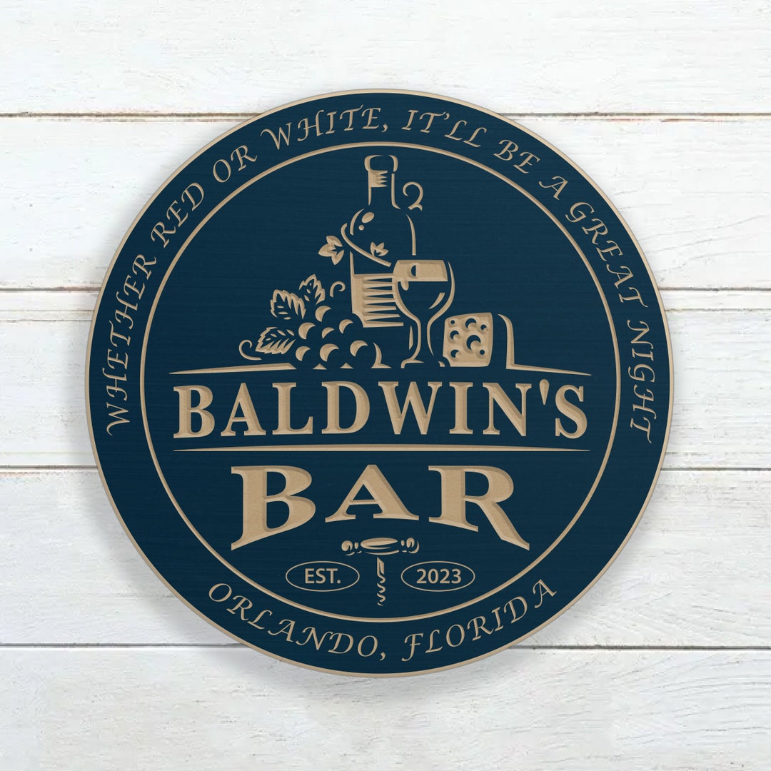 Bar Sign With Name / Personalized Wine Bar Sign / Carved Wood Sign ...