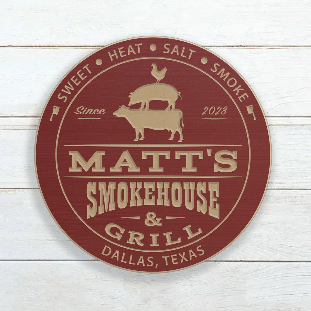 Smokehouse Grill Backyard BBQ Sign / Personalized Barbecue Sign ...