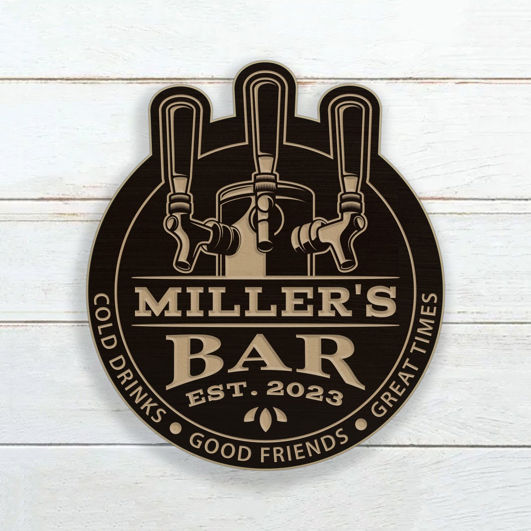 Tap House Bar Carved Wood Sign With Beer Taps and Name / Personalized ...