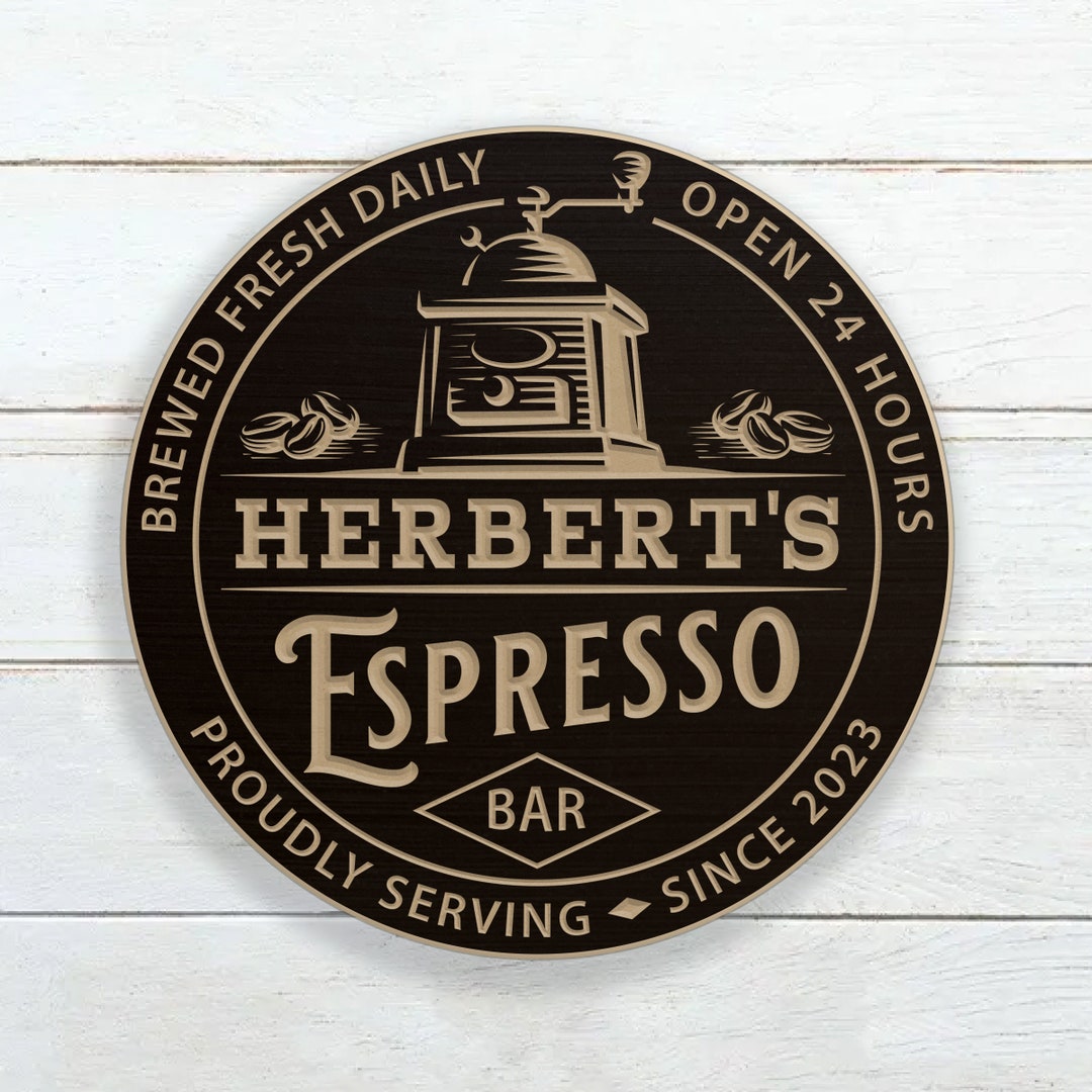 Espresso Bar Sign / Personalized Coffee Bar Sign / Carved Wood Sign ...