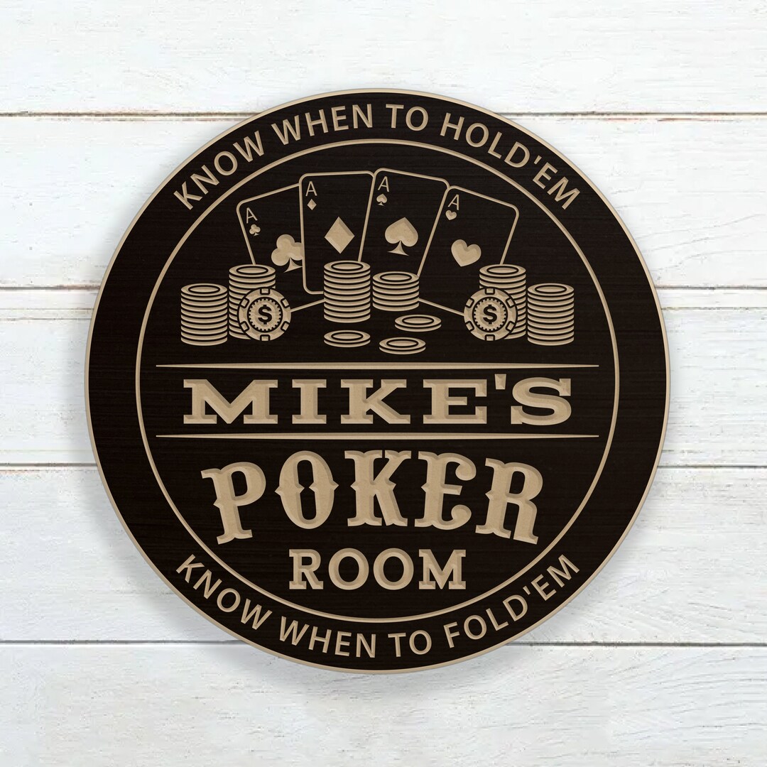 Personalized Carved Wood Poker Room Sign - Custom Casino Game Night ...