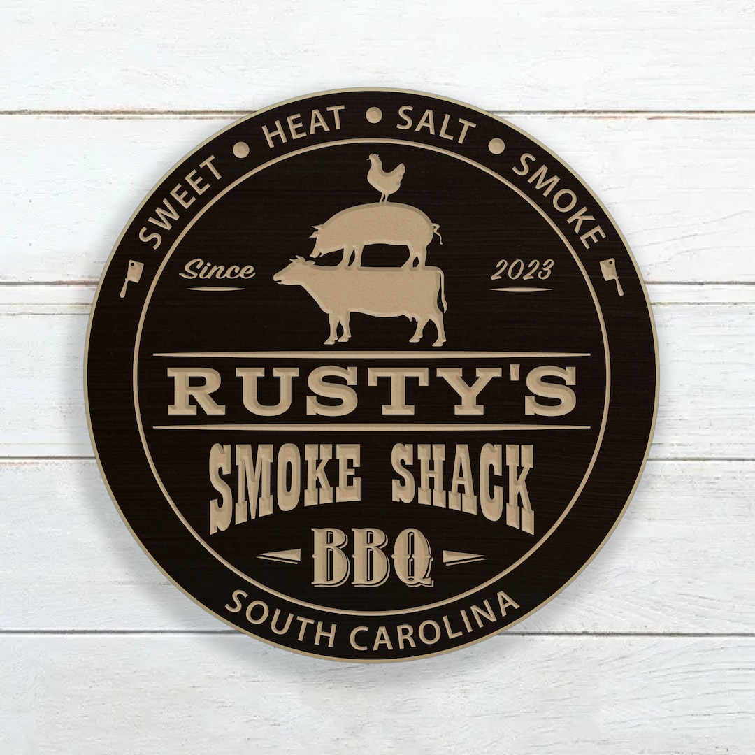 Smoke Shack BBQ Sign / Personalized Barbecue Sign / Carved Wood Sign ...
