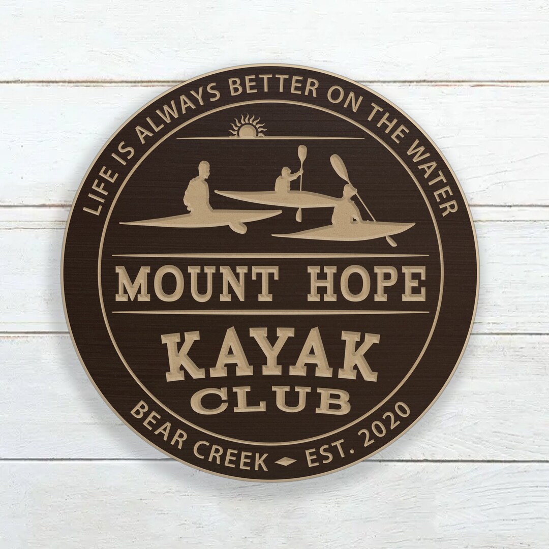 Kayak Club Sign / Personalized Kayak Sign / Carved Wood Sign / Custom ...