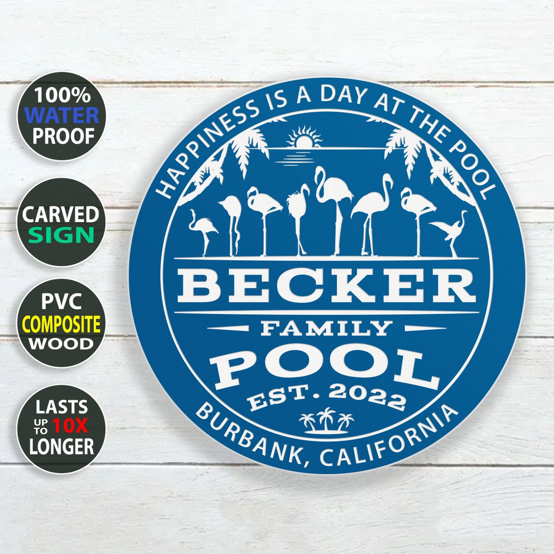 Waterproof Pool Outdoor Sign / Personalized Outdoor Pool Sign / Carved ...