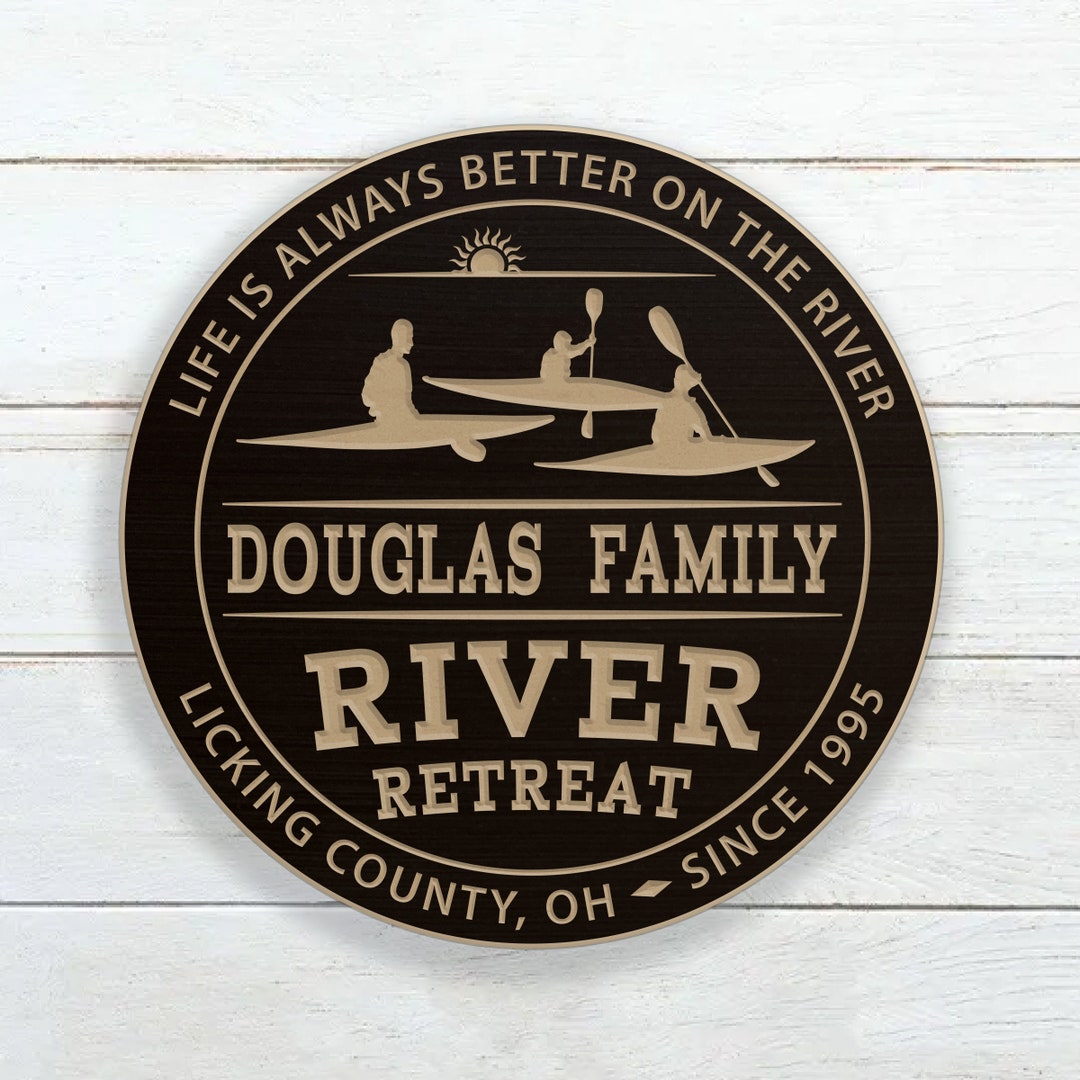 River Retreat Kayak Sign / Personalized Kayak Sign / Carved Wood Sign ...