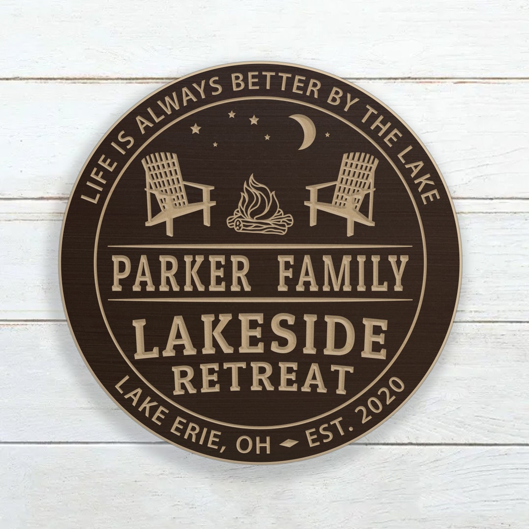 Lakeside Retreat Sign / Personalized Lake Cottage Cabin Sign / Carved ...