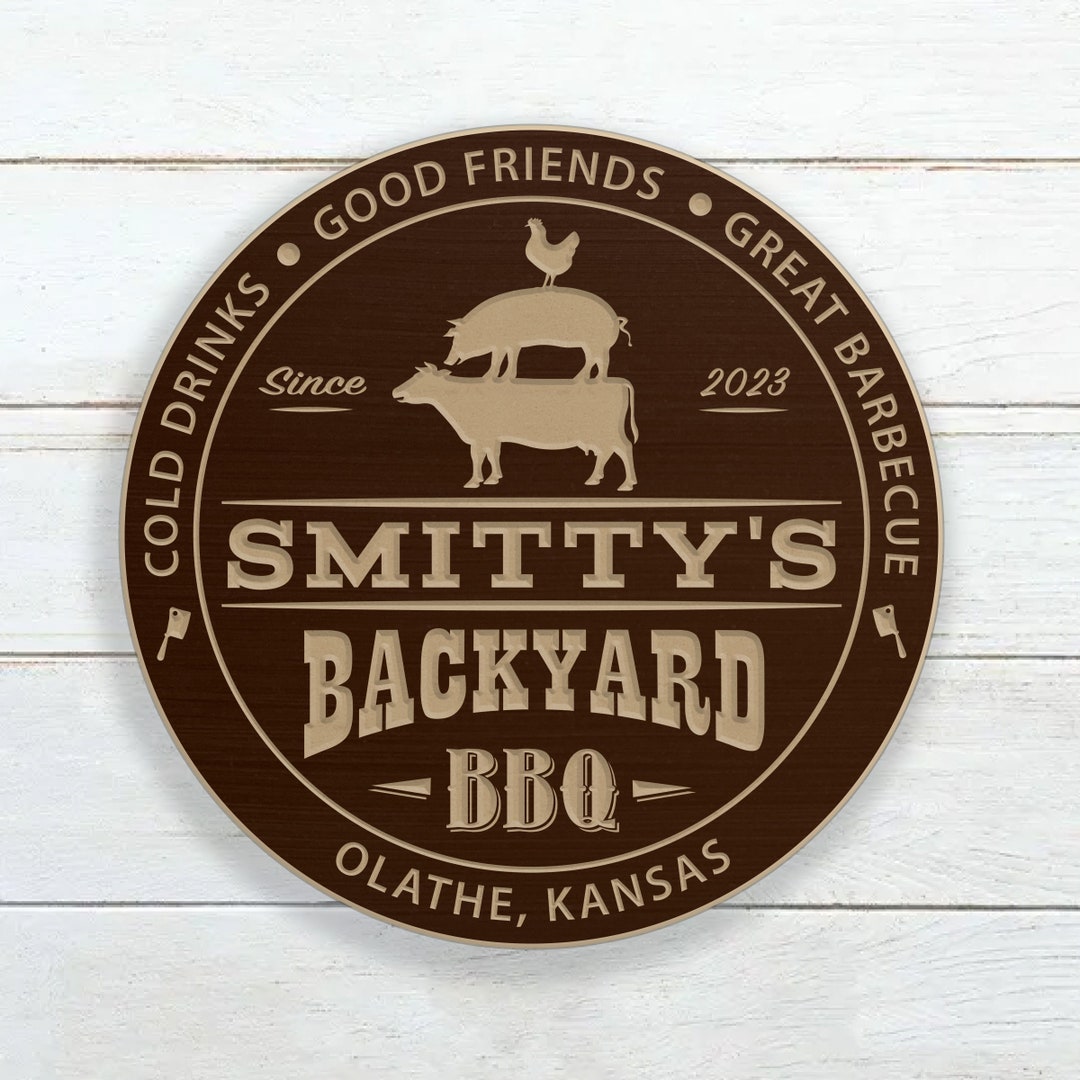 Backyard BBQ Sign / Personalized Barbecue Sign / Carved Wood Sign ...
