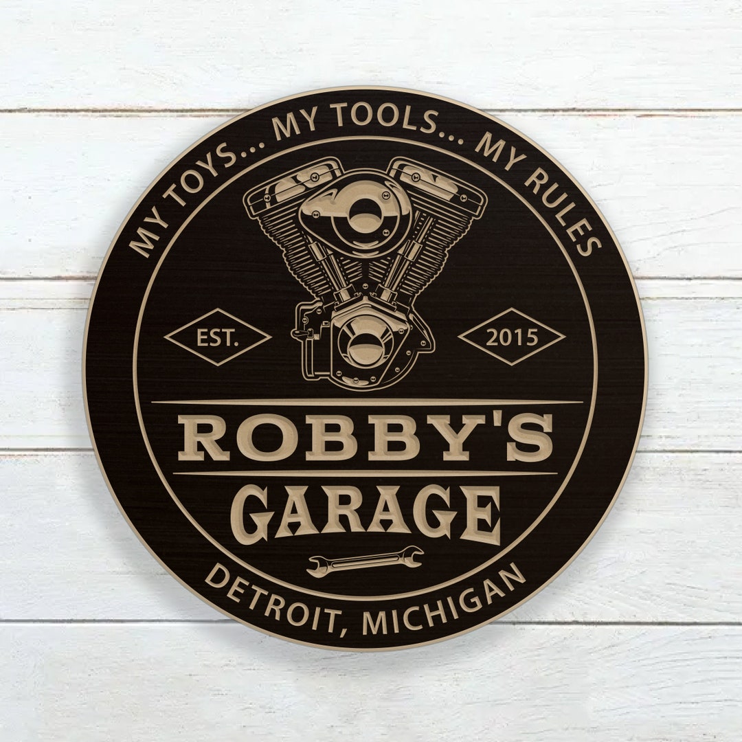 Garage Name Sign / Personalized Garage Sign / Carved Wood Garage Sign ...