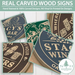 Tap House Carved Wood Sign With Beer Taps and Name / Personalized Bar ...