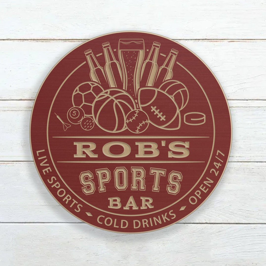 Sports Bar Sign / Personalized Sports Bar Sign / Carved Wood Bar Sign ...