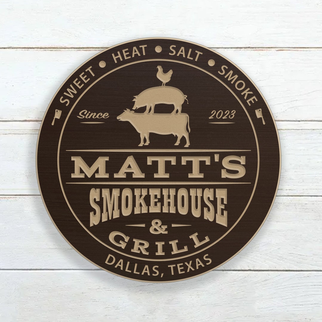 Smokehouse Grill Backyard BBQ Sign / Personalized Barbecue Sign ...
