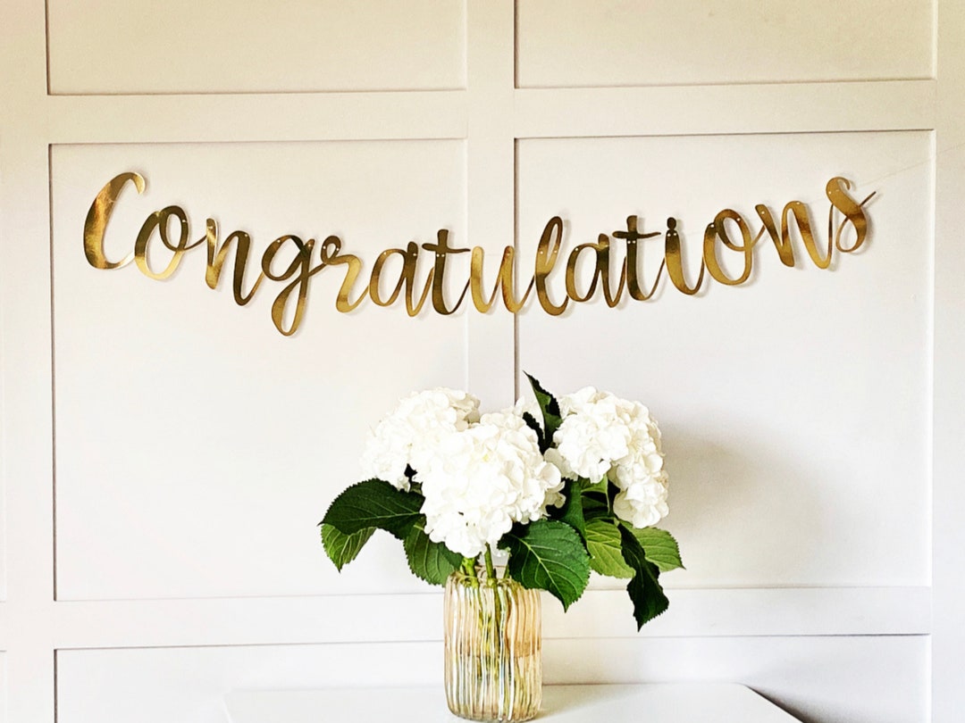 Congratulations Banner, Congrats Banner, Gold Banner, Congratulations ...