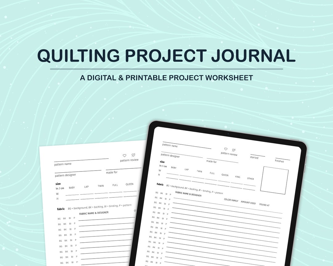 Quilt Planner Project Journal | Quilting Project Notes | Print ...