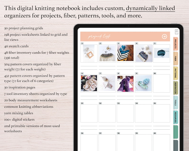 Knitting Planner | Full Digital Bundle | Organize Yarn, Patterns ...