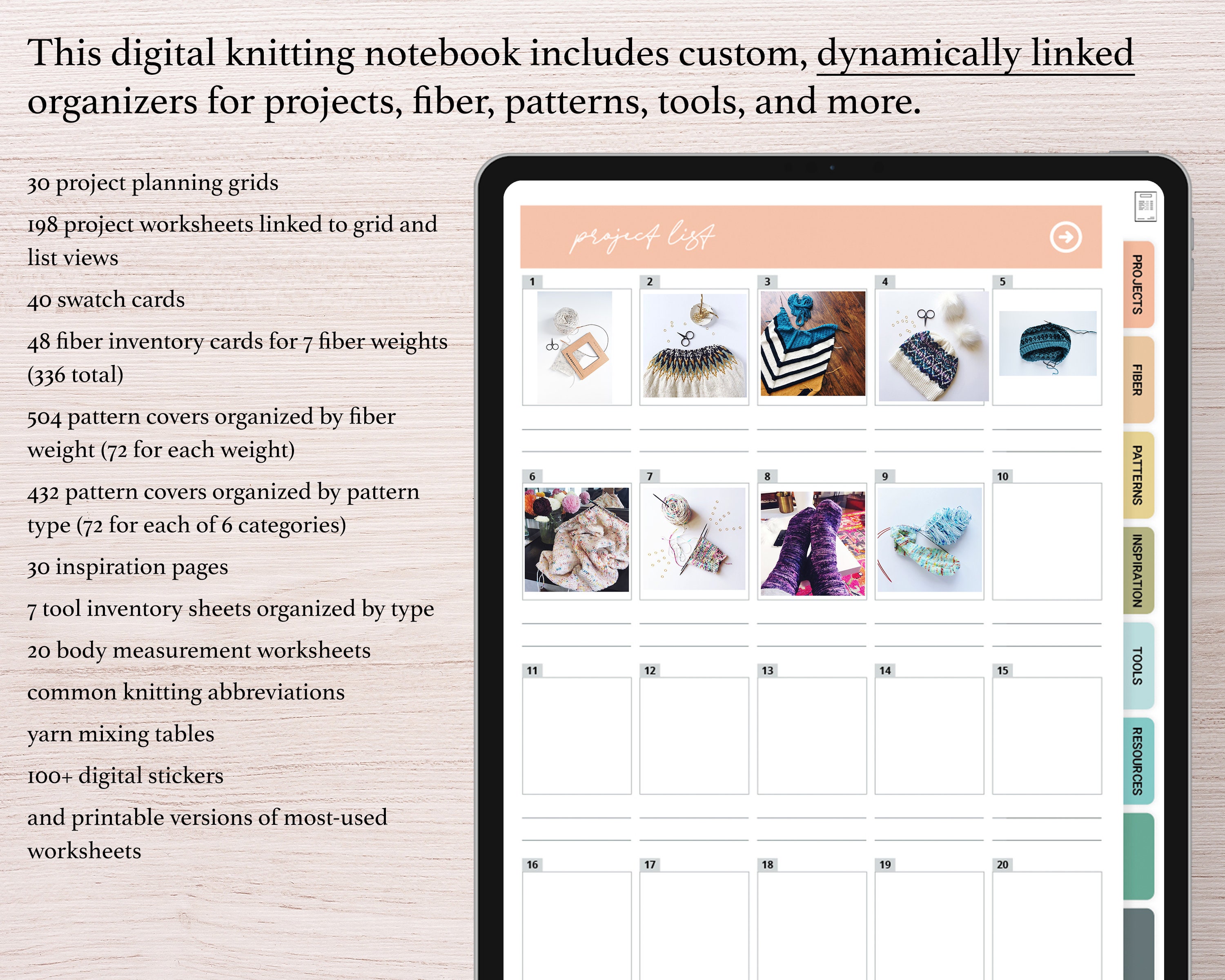 Knitting Planner | Full Digital Bundle | Organize Yarn, Patterns ...