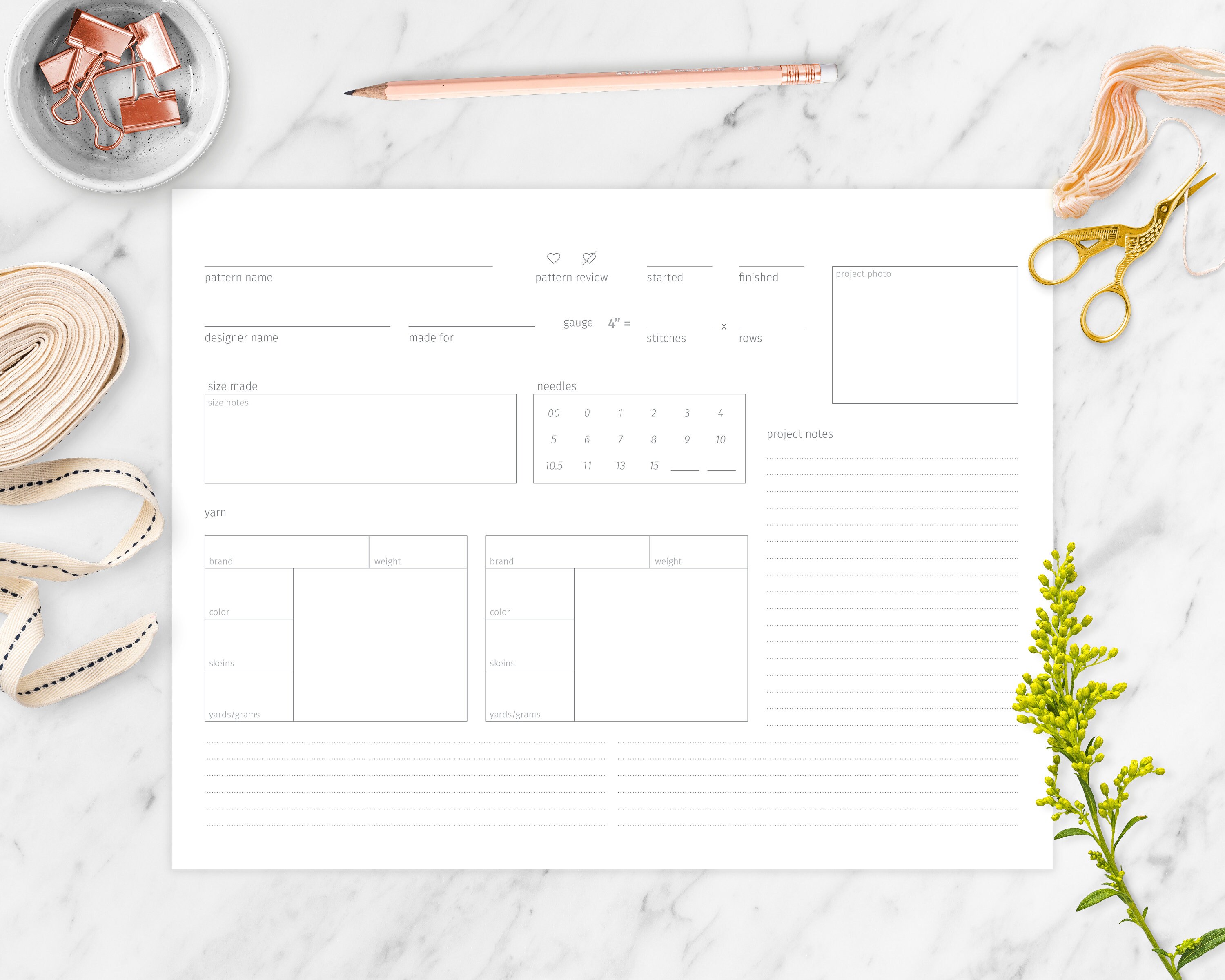 Knitting Journal for Project Notebooks or Digital Planners and Binders ...