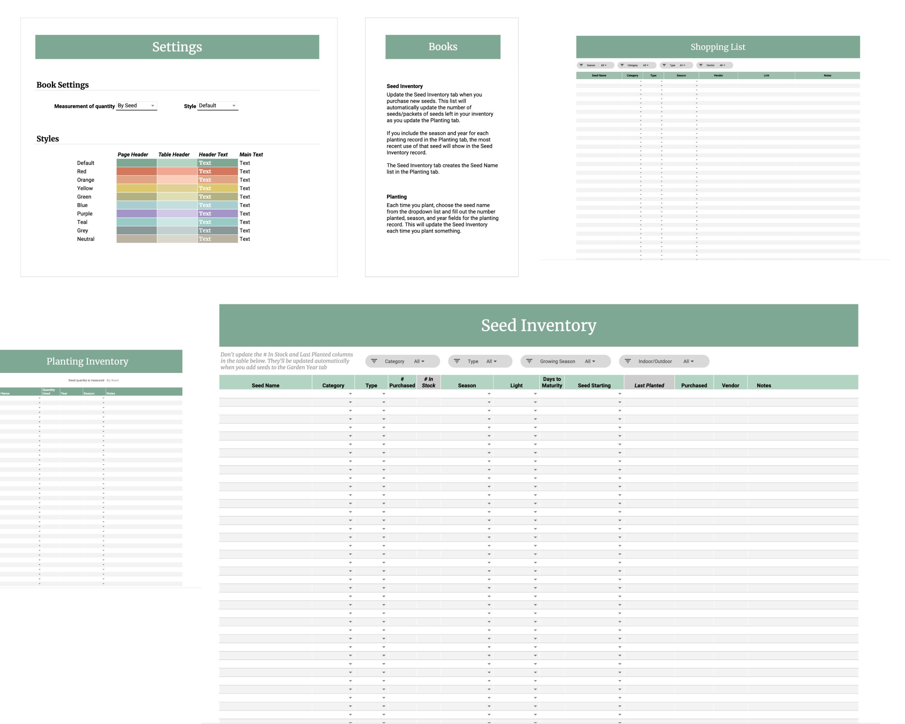 Google Sheets | Digital Garden Inventory Organizer | Plant Seed ...