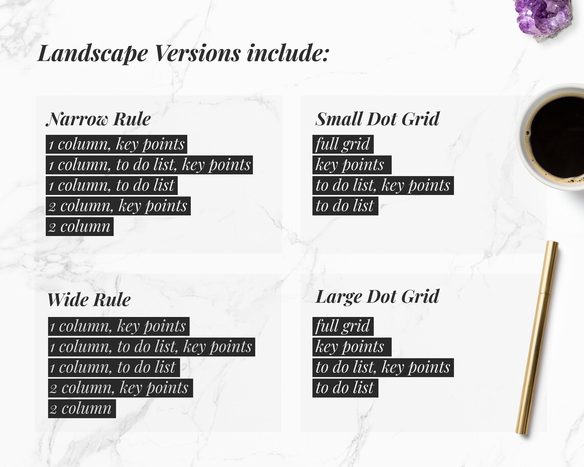 High-contrast Digital Note-taking Templates for Students, Meetings, and ...