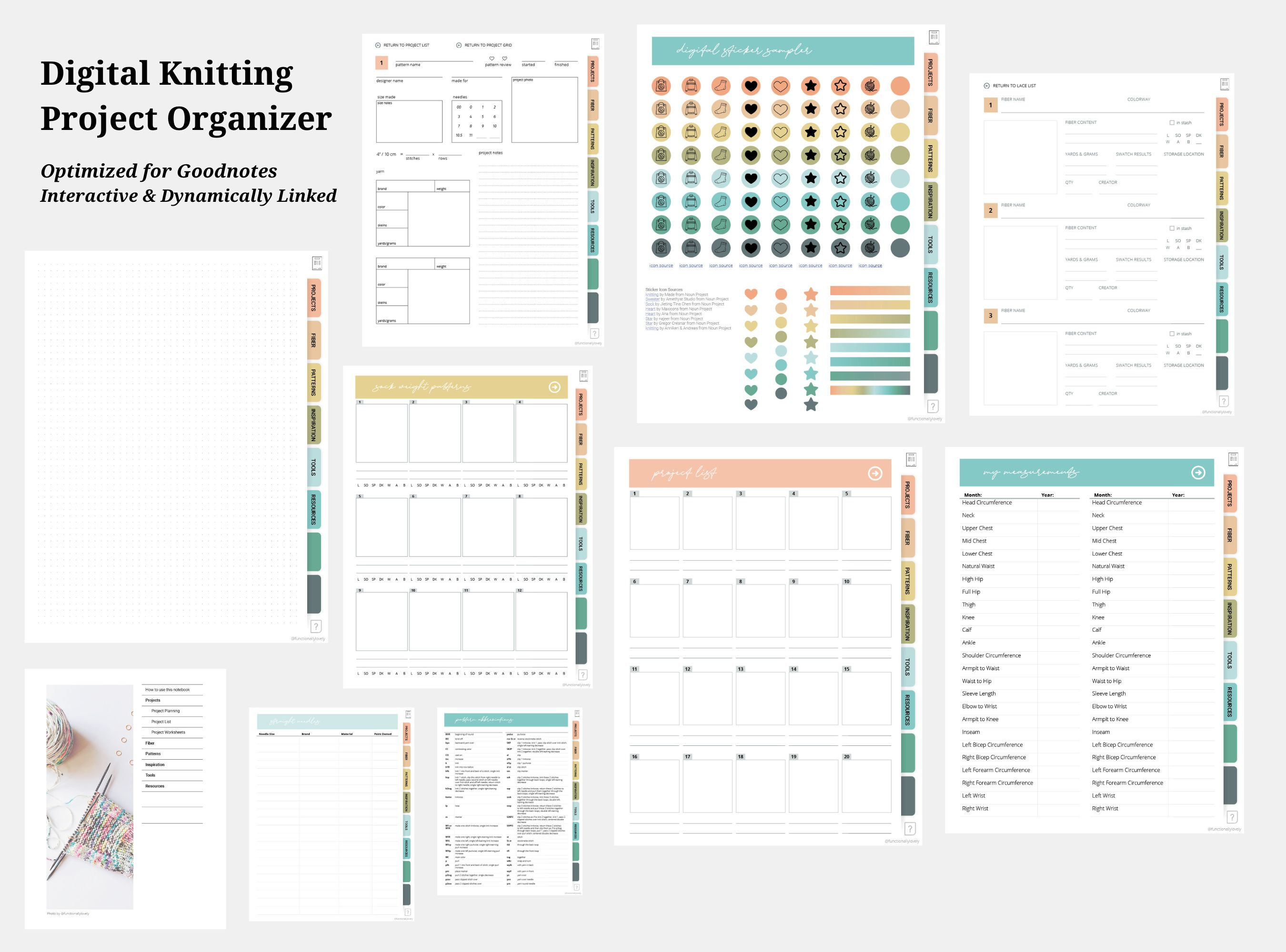 Knitting Planner | Full Digital Bundle | Organize Yarn, Patterns ...