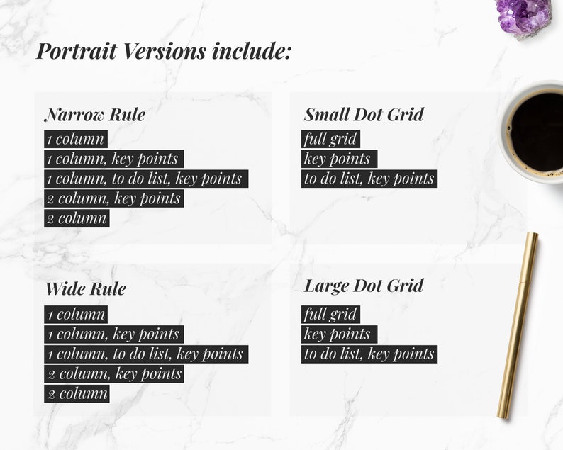 High-contrast Digital Note-taking Templates for Students, Meetings, and ...