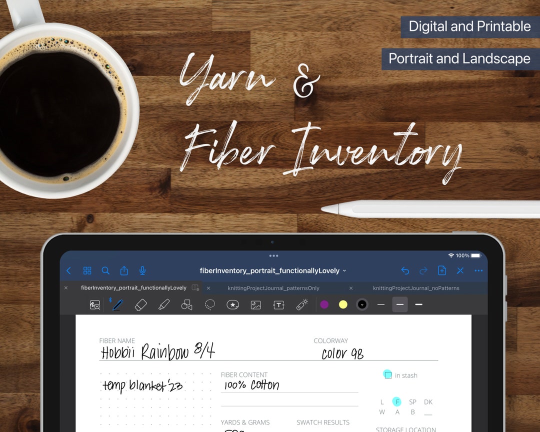 Yarn Journal | Track Fiber Inventory With Digital & Printable ...