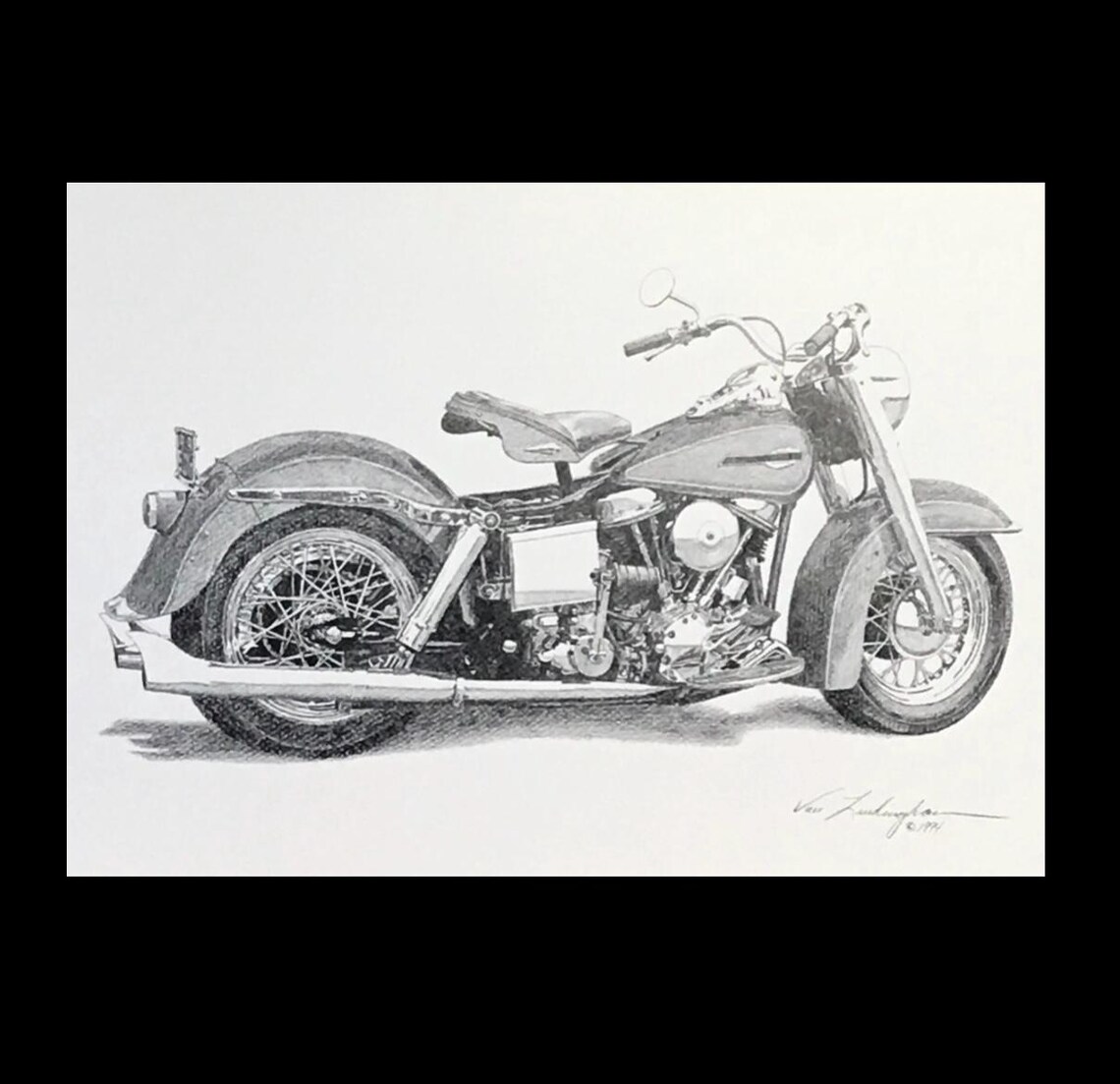Harley Panhead Motorcycle Art - American Classic - Etsy