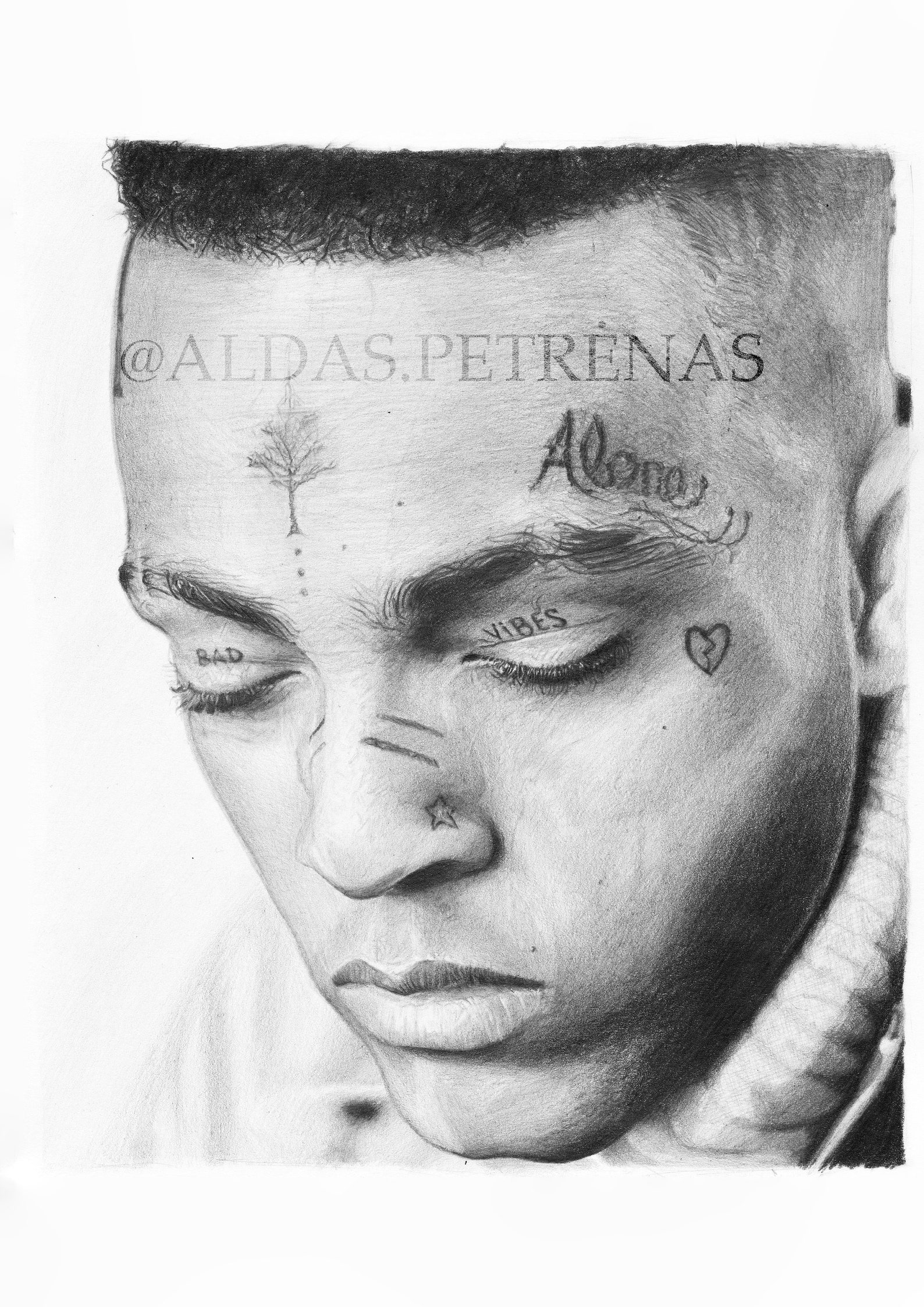 Xxxtentacion Portrait Pencil Drawing Fine Art Poster Print Etsy