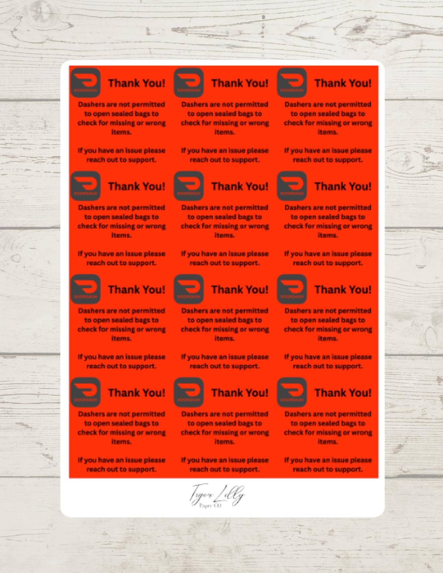 Custom Door Dasher Thank You Stickers Set - Etsy