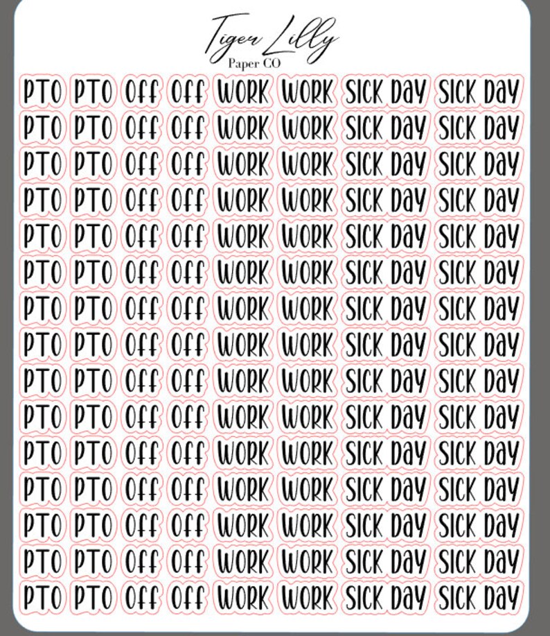 Mini Work PTO off Sickday Sticker Sheet - Etsy