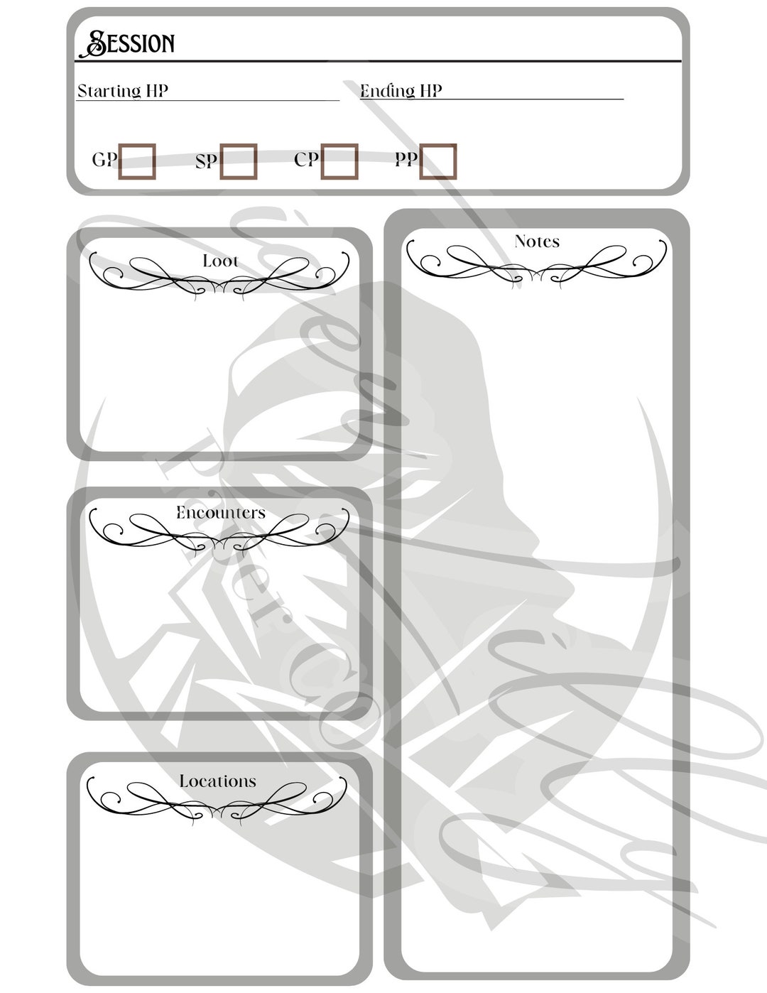 Rogue Class DND Session Note Digital Download - Etsy